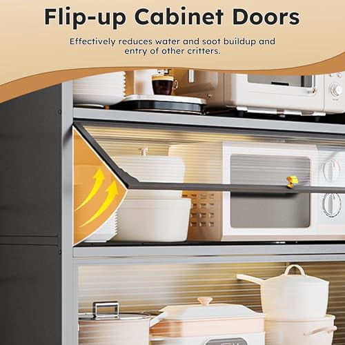 65" Tall Kitchen Bakers Rack, 5-Tier Kitchen Storage Pantry Cabinets ...