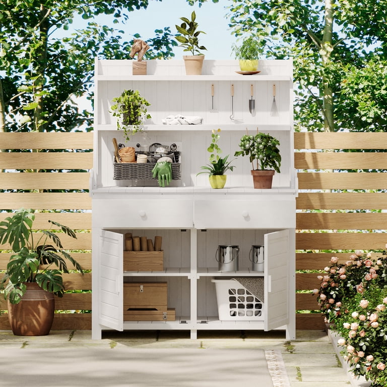 Farmhouse Potting Bench Myhomore 66 In. Large Outdoor Farmhouse Wooden