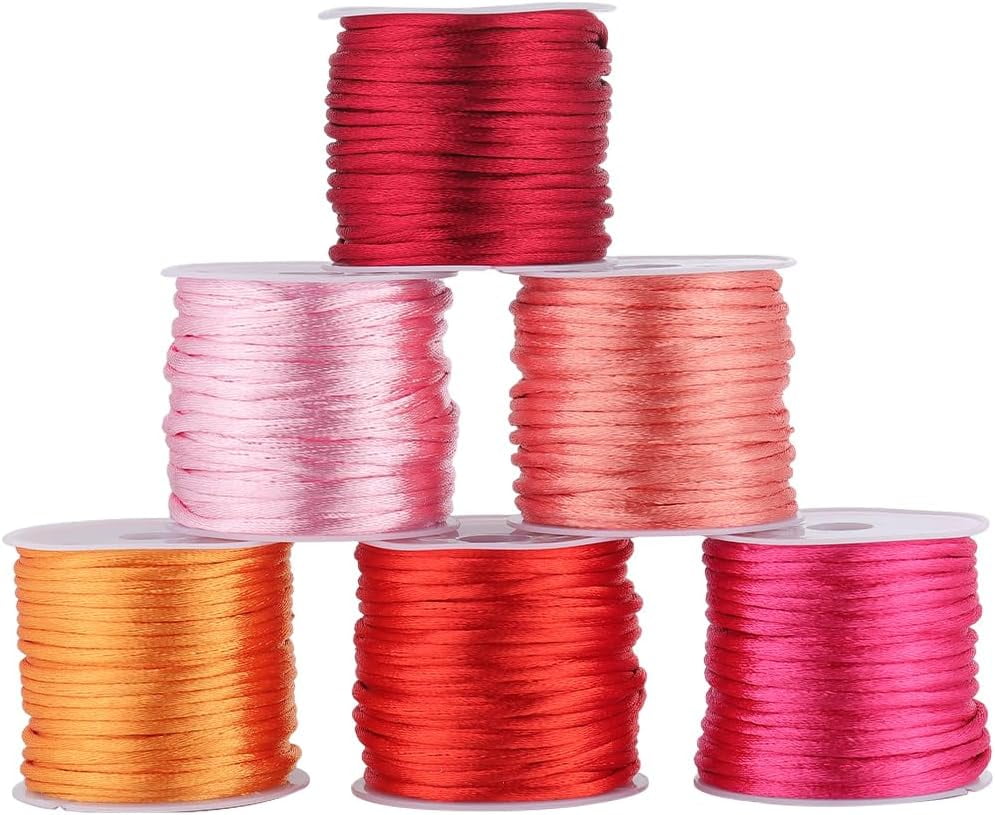 65 Yards 6 Rolls Red Nylon String 2mm Chinese Knot String Friendship ...