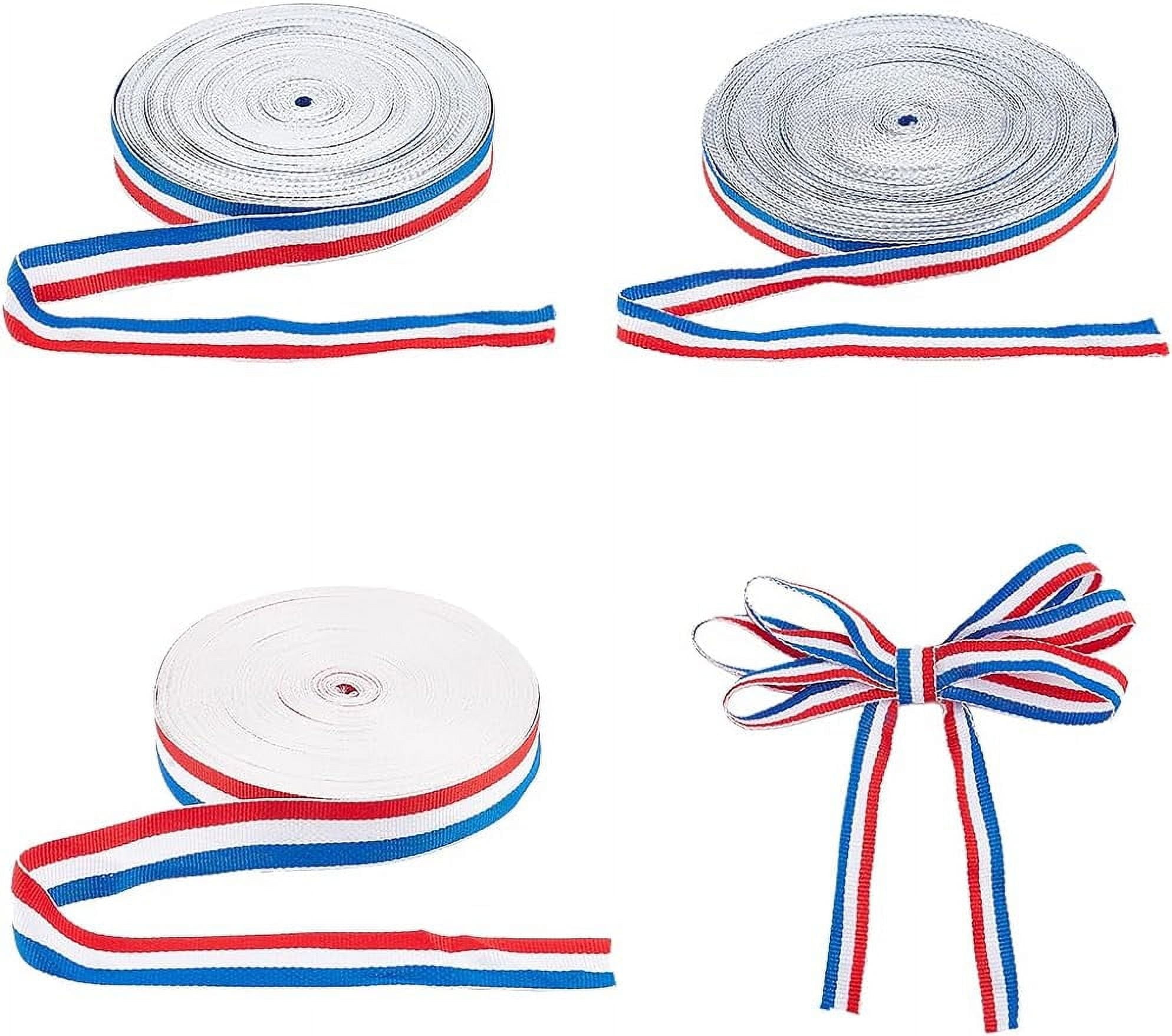 65Yards Red White Blue Striped Grosgrain Ribbon 3 Sizes Polyester ...