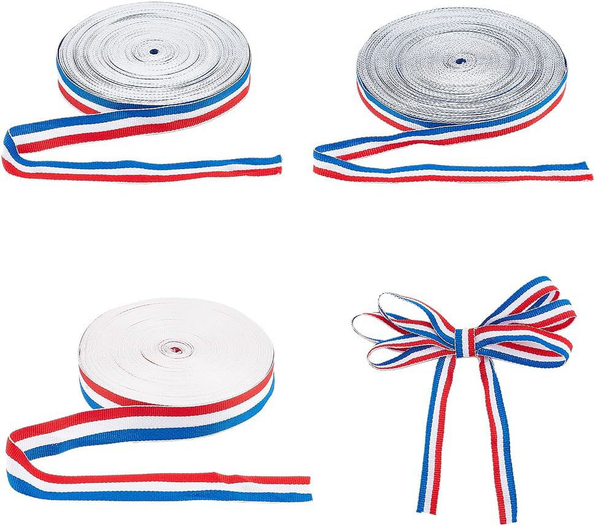 65 Yards Red White Blue Striped Grosgrain Ribbon 3 Sizes Polyester ...