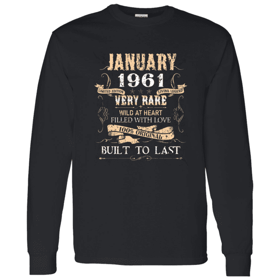 65 Years Old 65Th Birthday Vintage January 1961 Long Sleeve Shirt ...