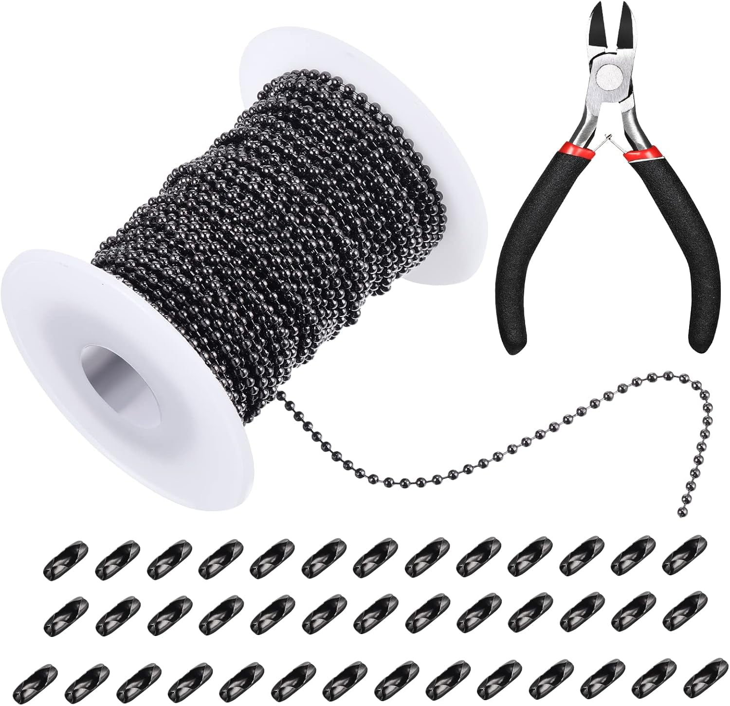 65-foot ball necklace chain, 2.4mm beaded dog tag chain roll with 40 ...