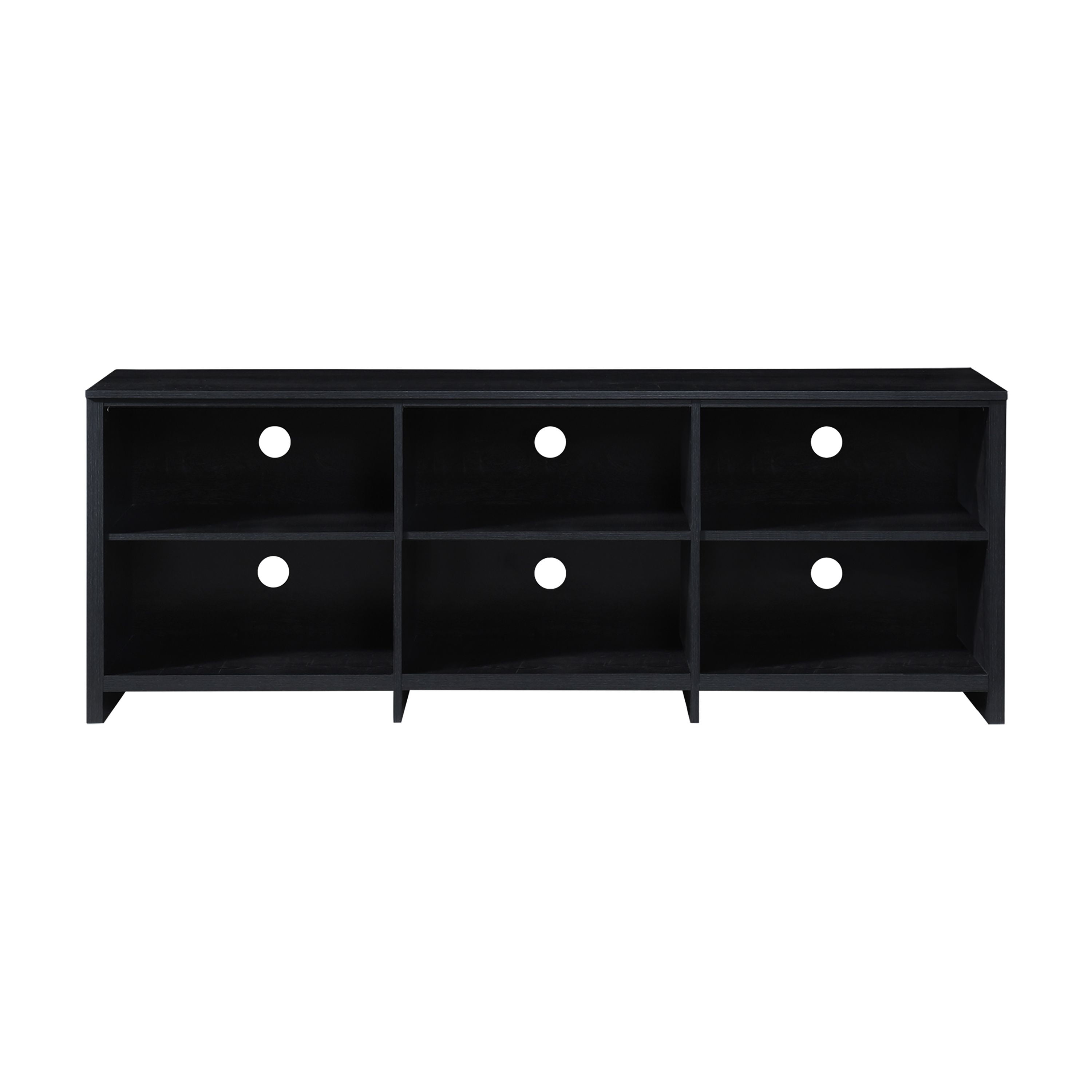 65 in. Wood Black Oak TV Stand with 6 Storage Shelves - Walmart.com