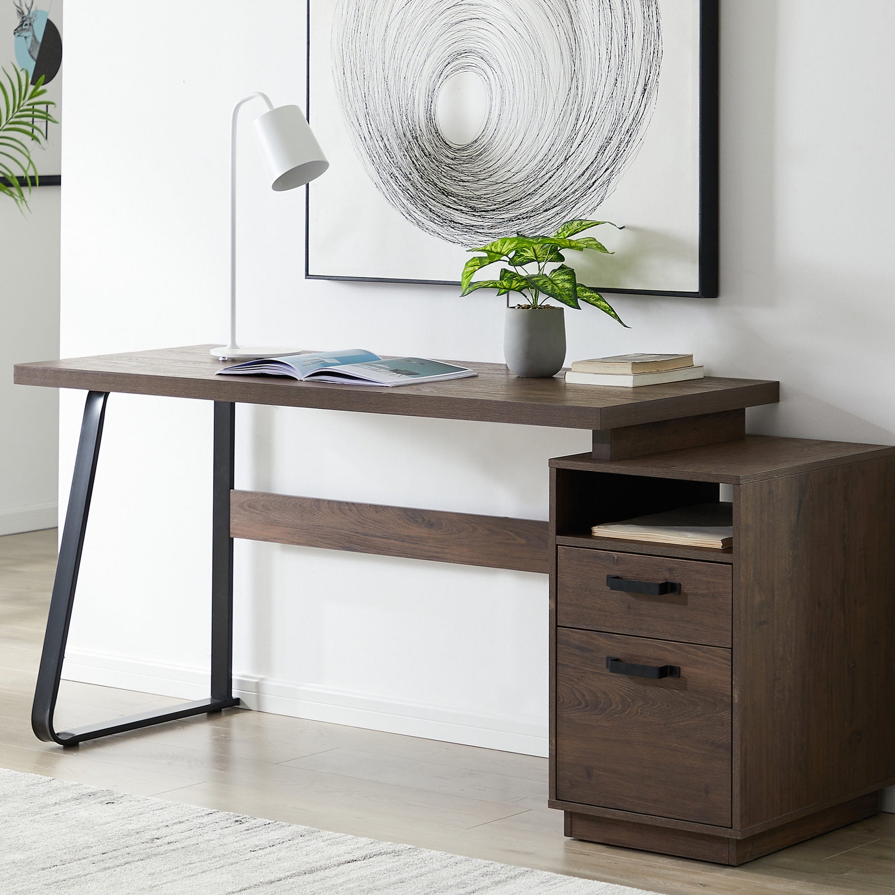 65-inch Brown Desk with High Load Capacity | Hold Up to 220 lbs in Home ...