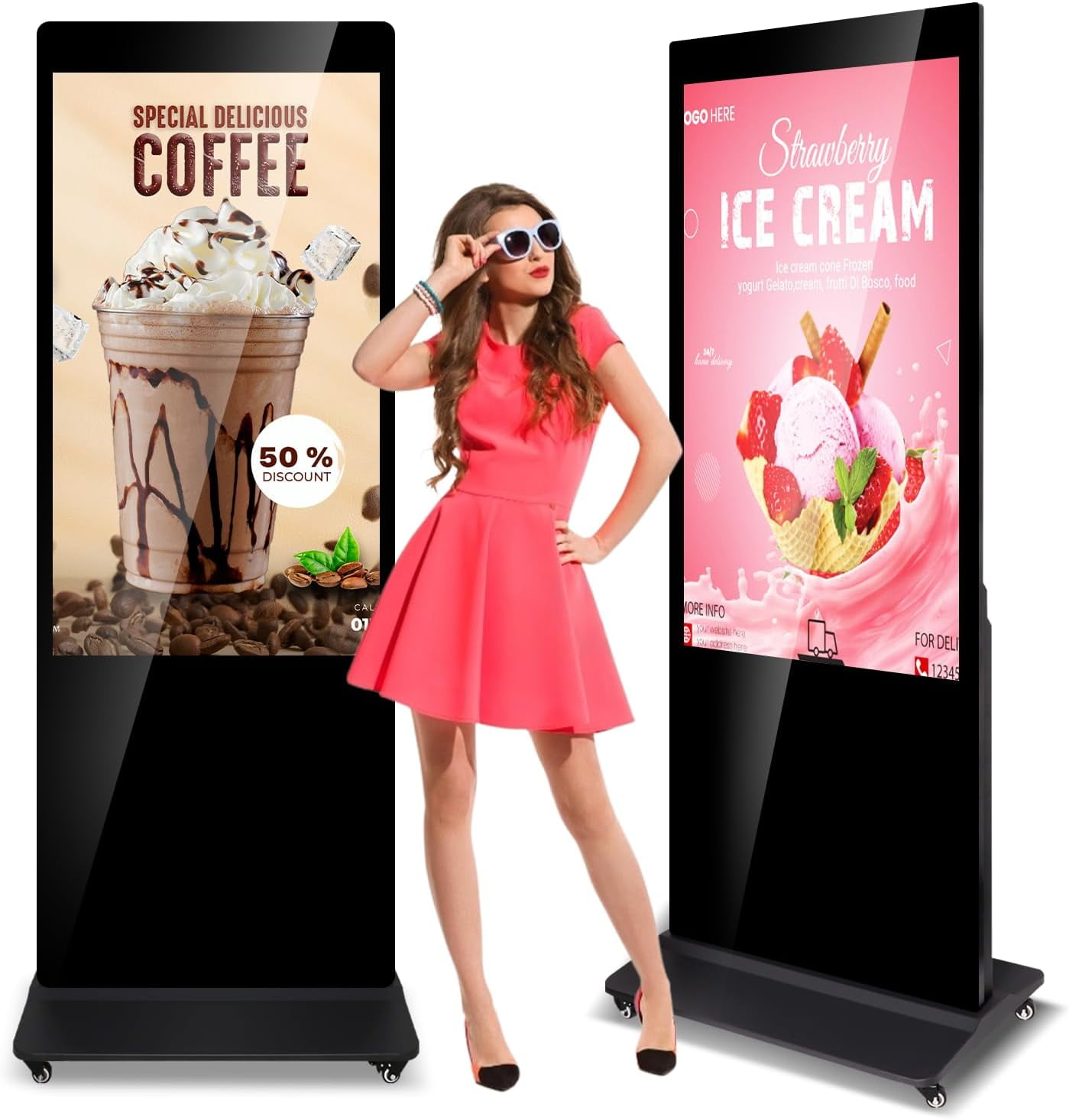 65 inch Digital Signage Floor Standing 4K Resolution Digital Signage ...