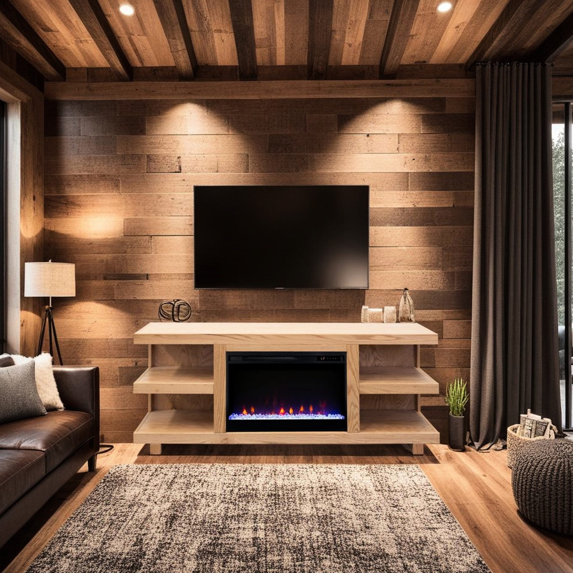 65-inch Fireplace Stand with Temp Control | Flame without Heat Option ...