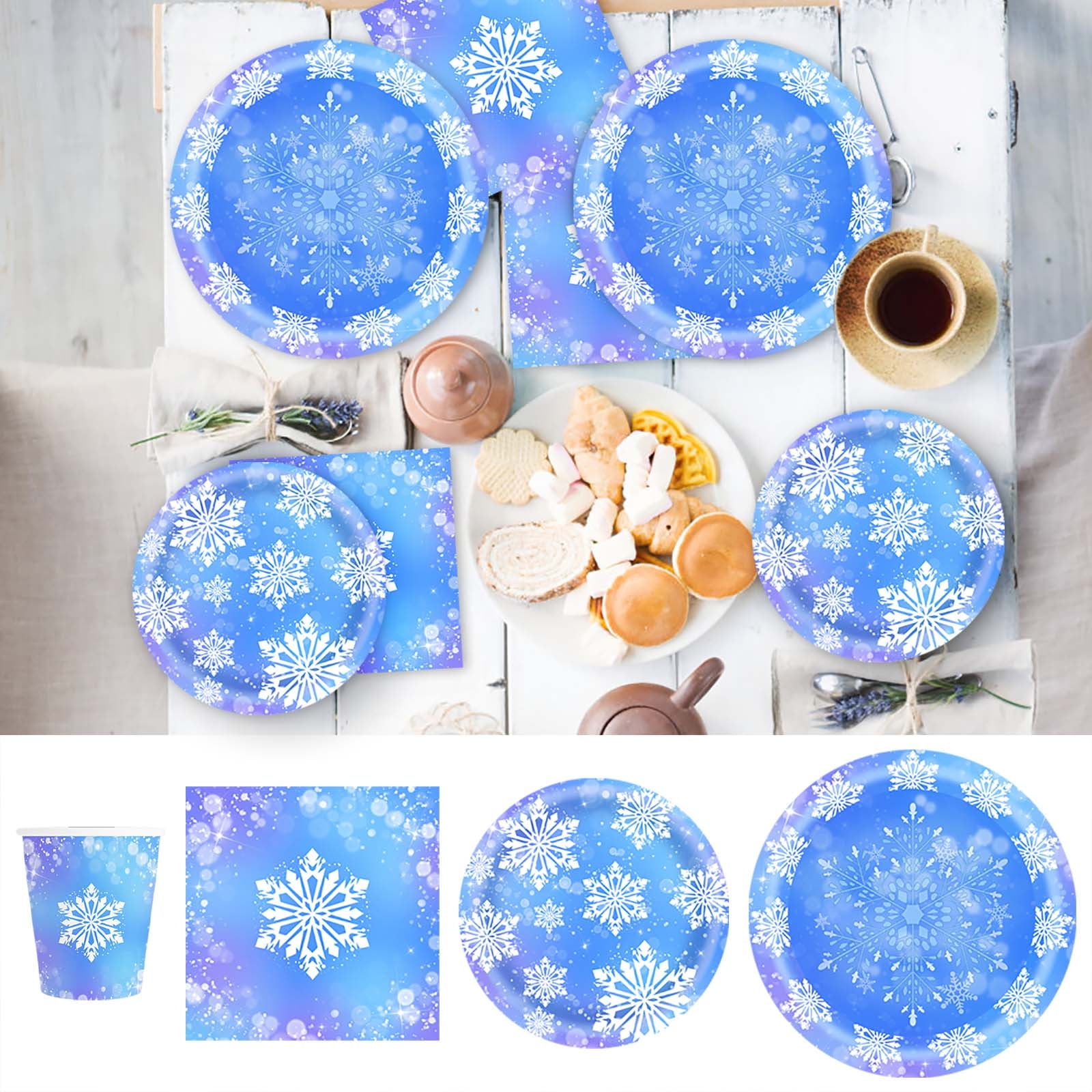 up to 65% off karymi 20PCs Snowflake Theme Paper Plates Paper Bowls ...