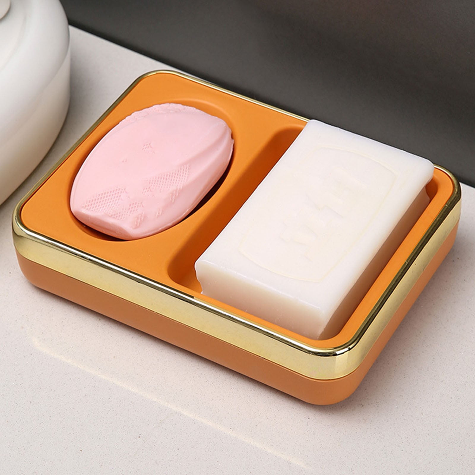 up to 65% off karymi Double Compartment Soap Box Bathroom Laundry Soap ...