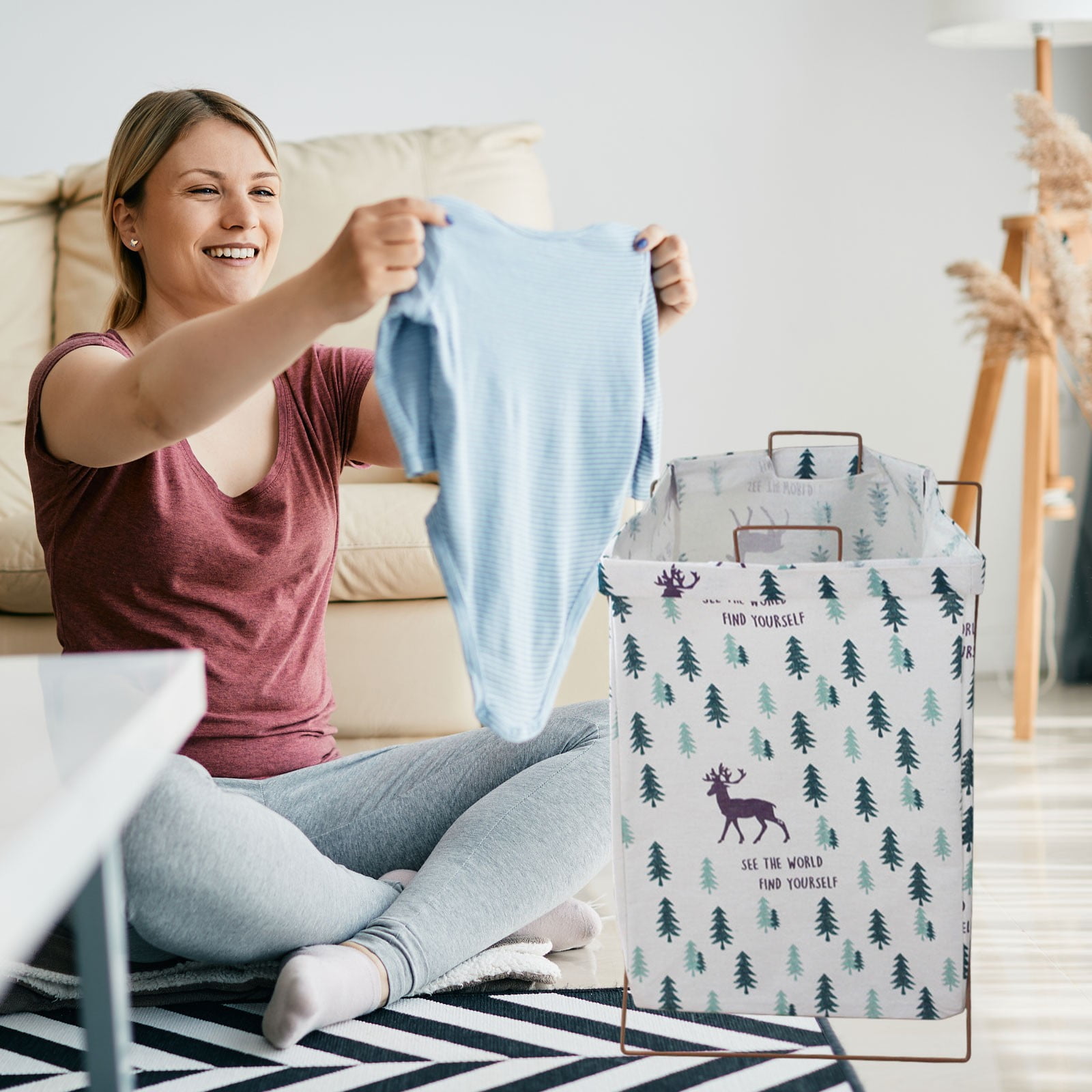 up to 65% off karymi Foldable Thick Cotton Linen Sorting Basket ...
