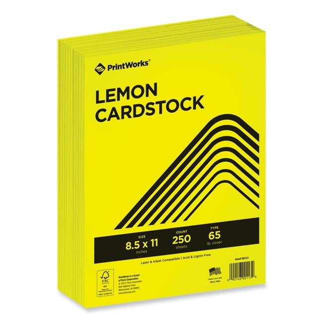 65 lbs Color Cardstock, Lemon Yellow - 250 per Roll - Walmart.com