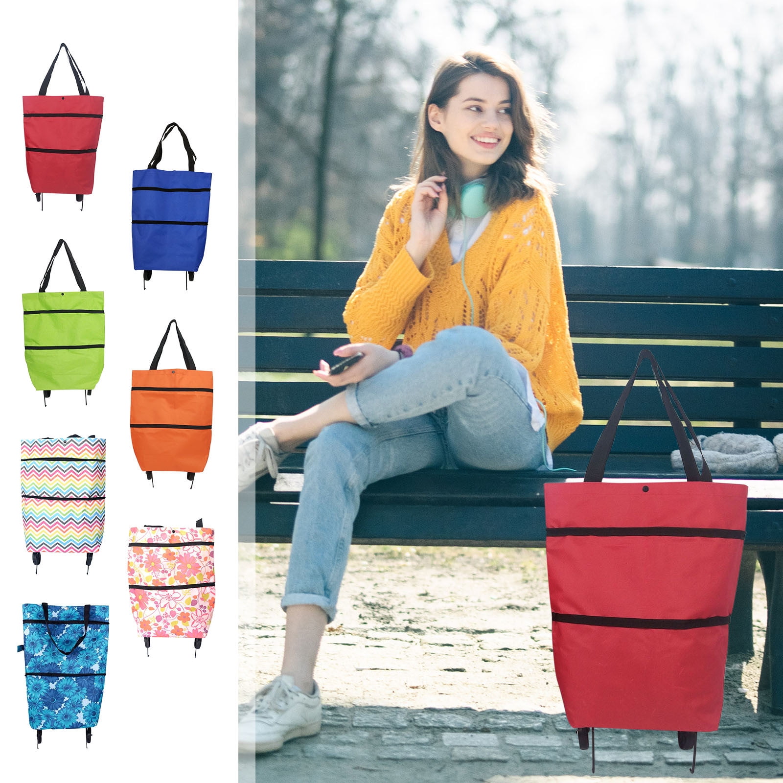 Up to 65% off! Rolling Bag With Wheels For Women Handheld Shopping Tow ...