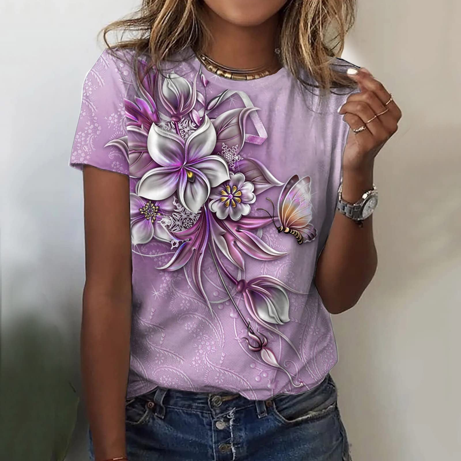 Up to 65% off! Womens Plus Size Summer Tops 2023 Floral Button Printed ...