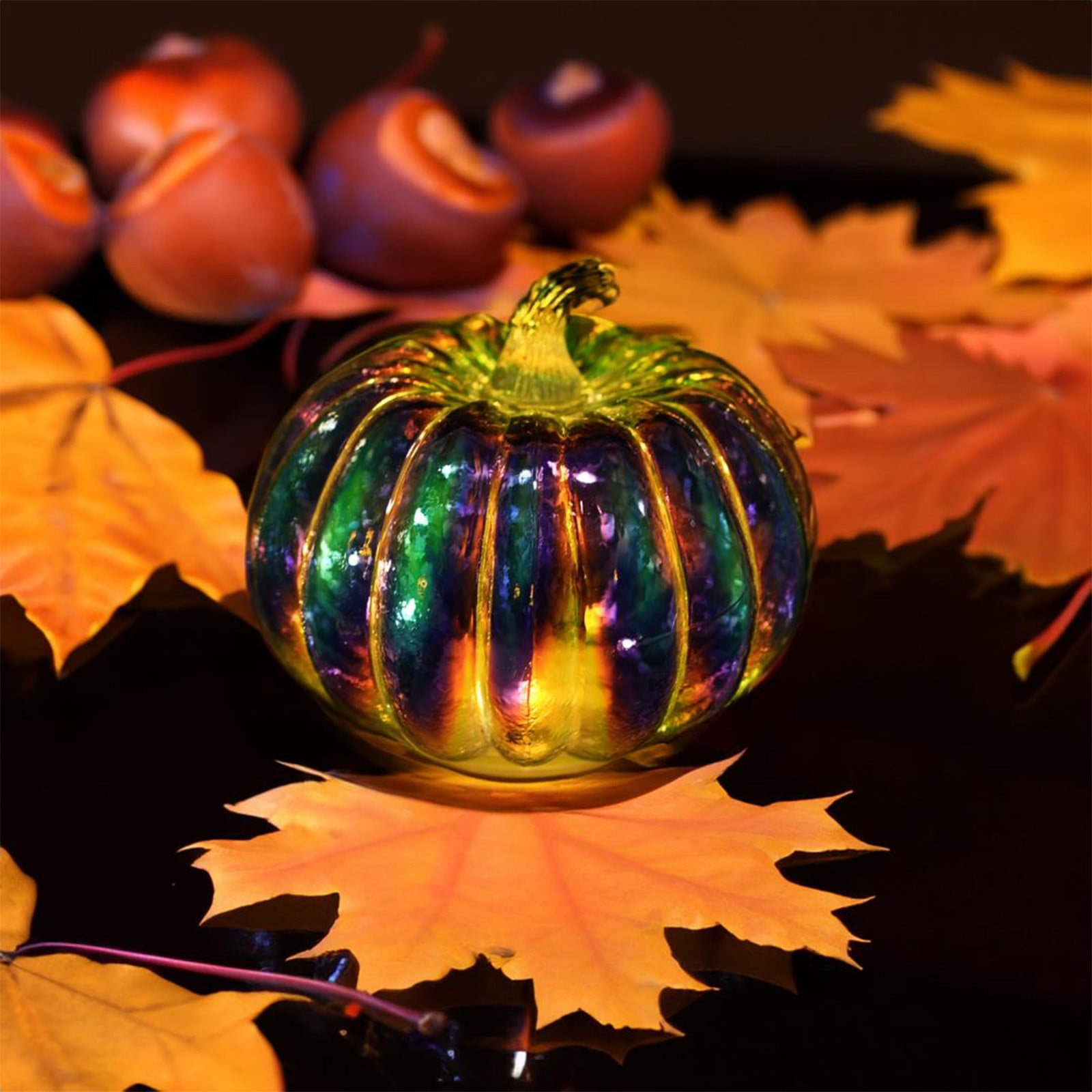 Up to 65 off!Yyuenw Glass Pumpkin Light LED Fall Lamp 5.3 Inches Fall ...