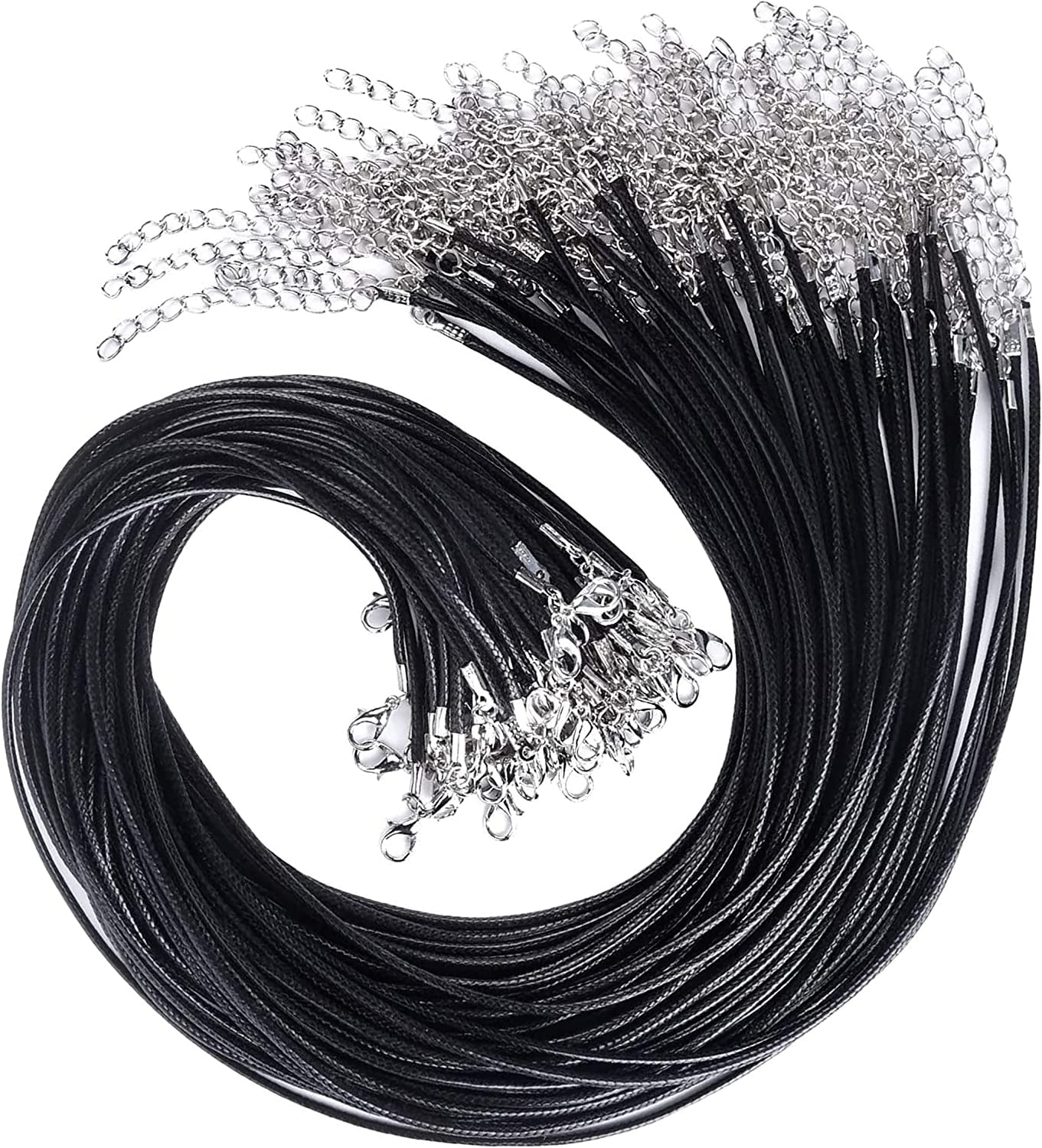 65 pcs Leather Necklace Cord with Clasp, Adjustable Black Necklace ...