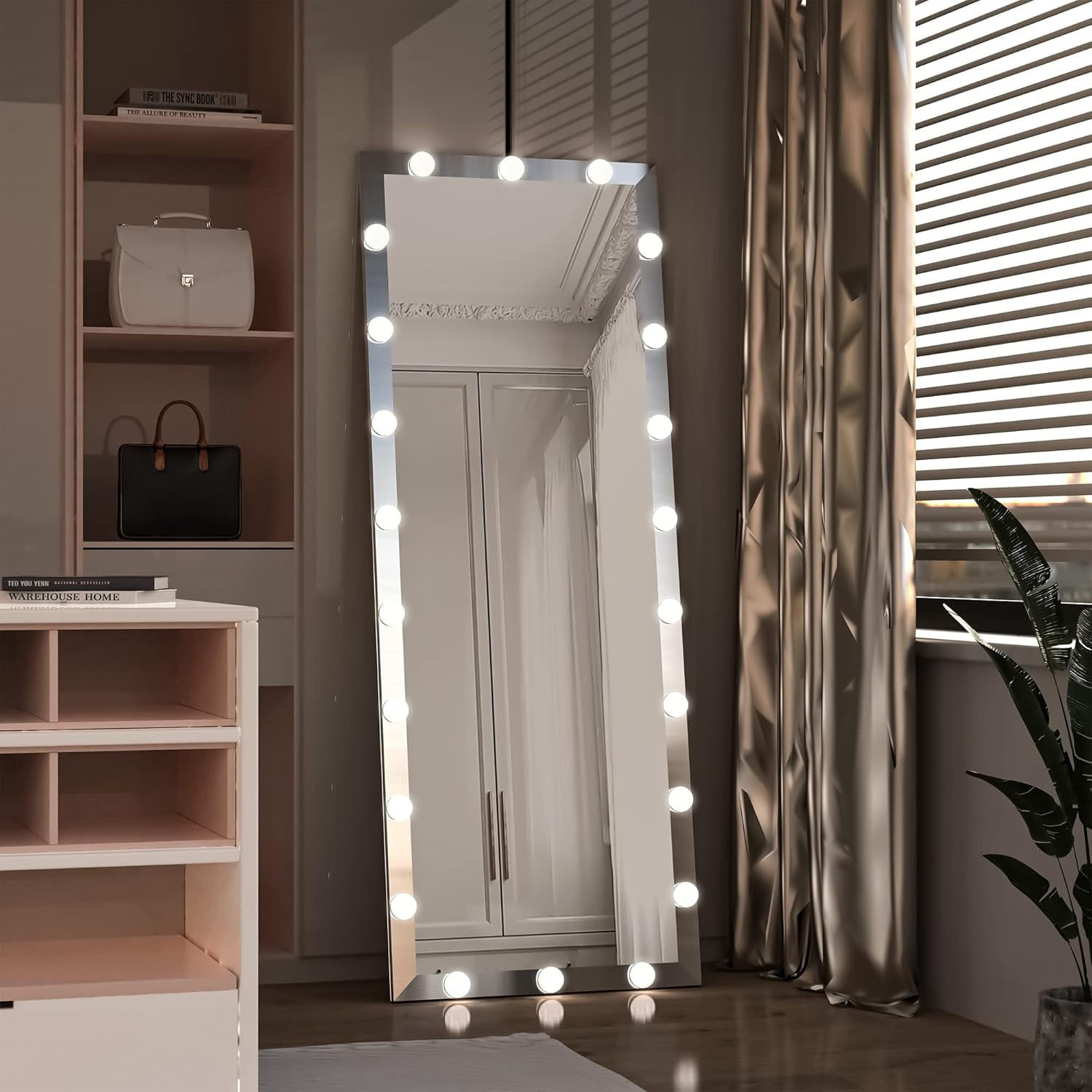65" x 24" Full Length Mirror with Lights and Stand Touch Control - Wall ...