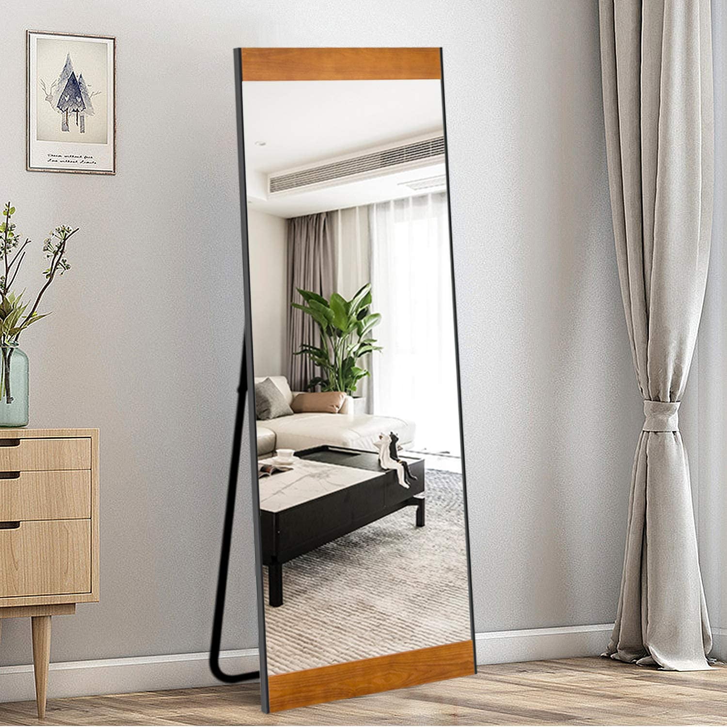 **65"x22" modern rectangular bedroom dressing mirror, metal frame with ...