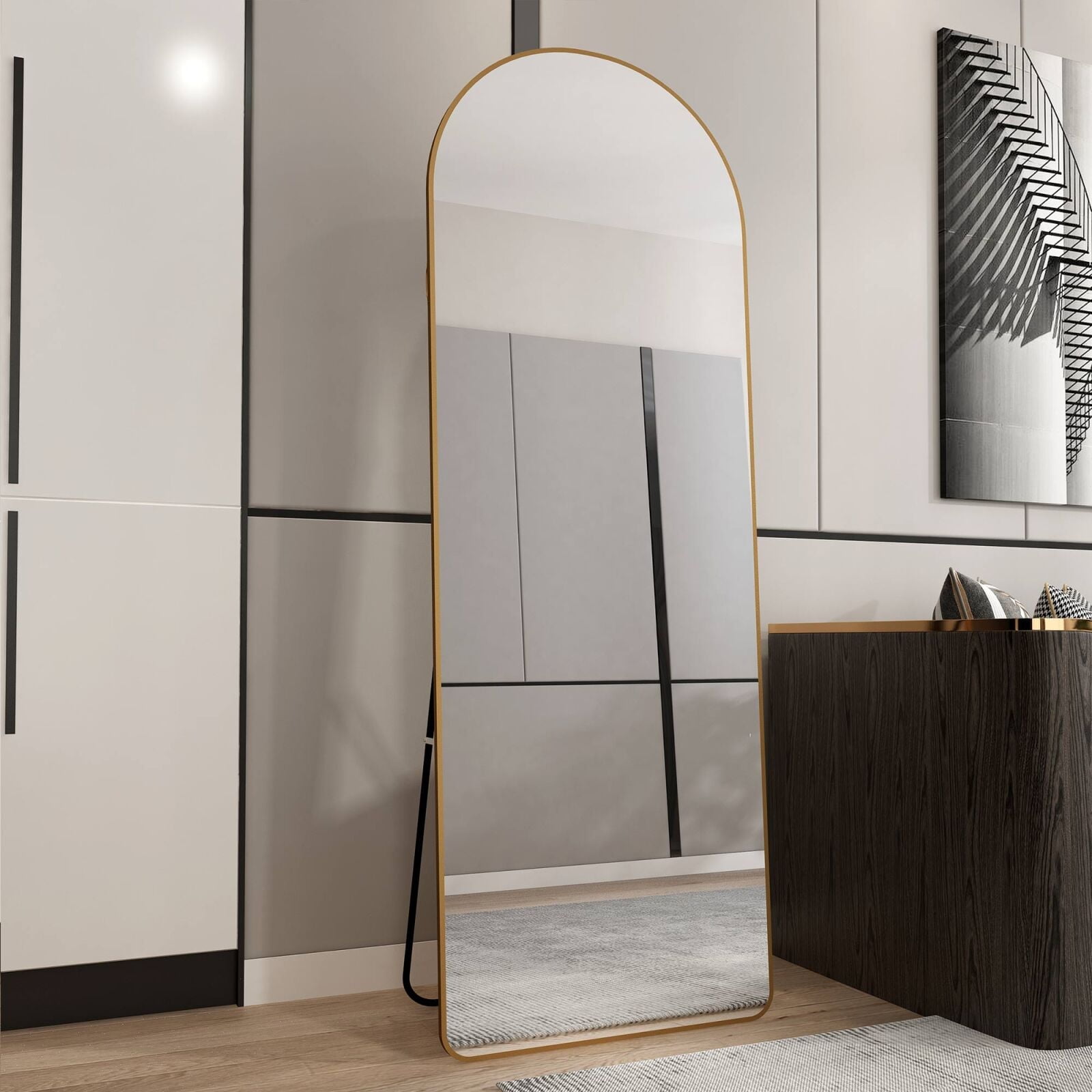 65''x23'' Full Length Mirror with Stand, Adjustable Angle, Metal Frame ...