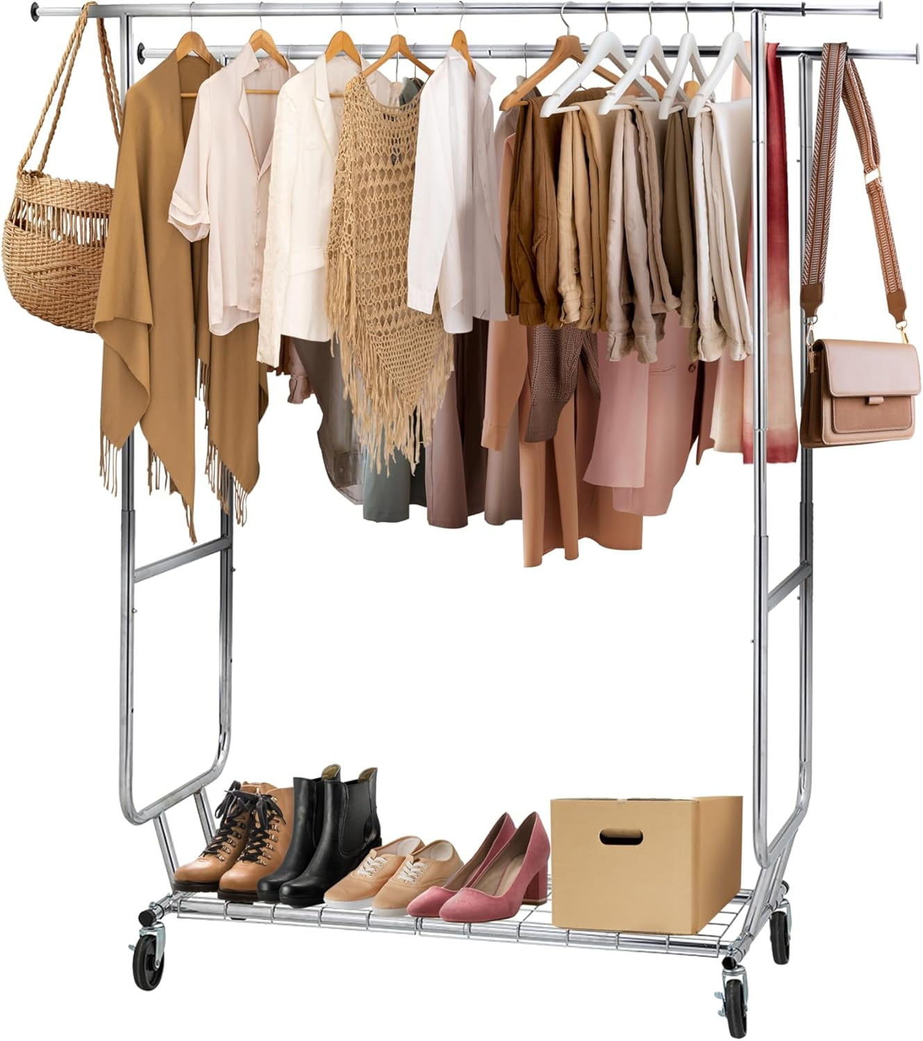 650 LBS Sturdy Clothes Rack Heavy Duty, Garment Rack for Hanging ...