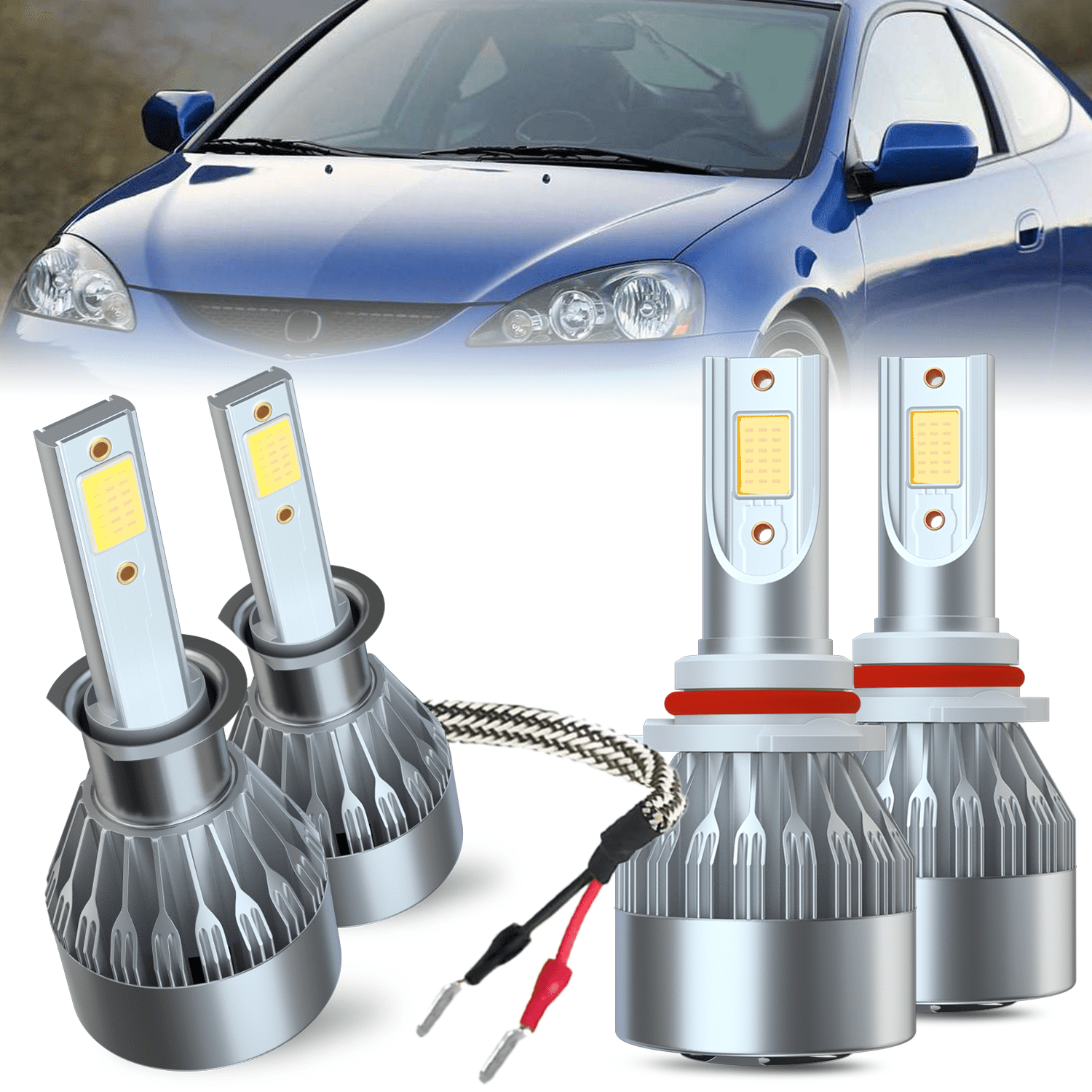 6500K Bright LED Headlight High Low Beam Bulbs 4x for Acura RSX 2005 ...