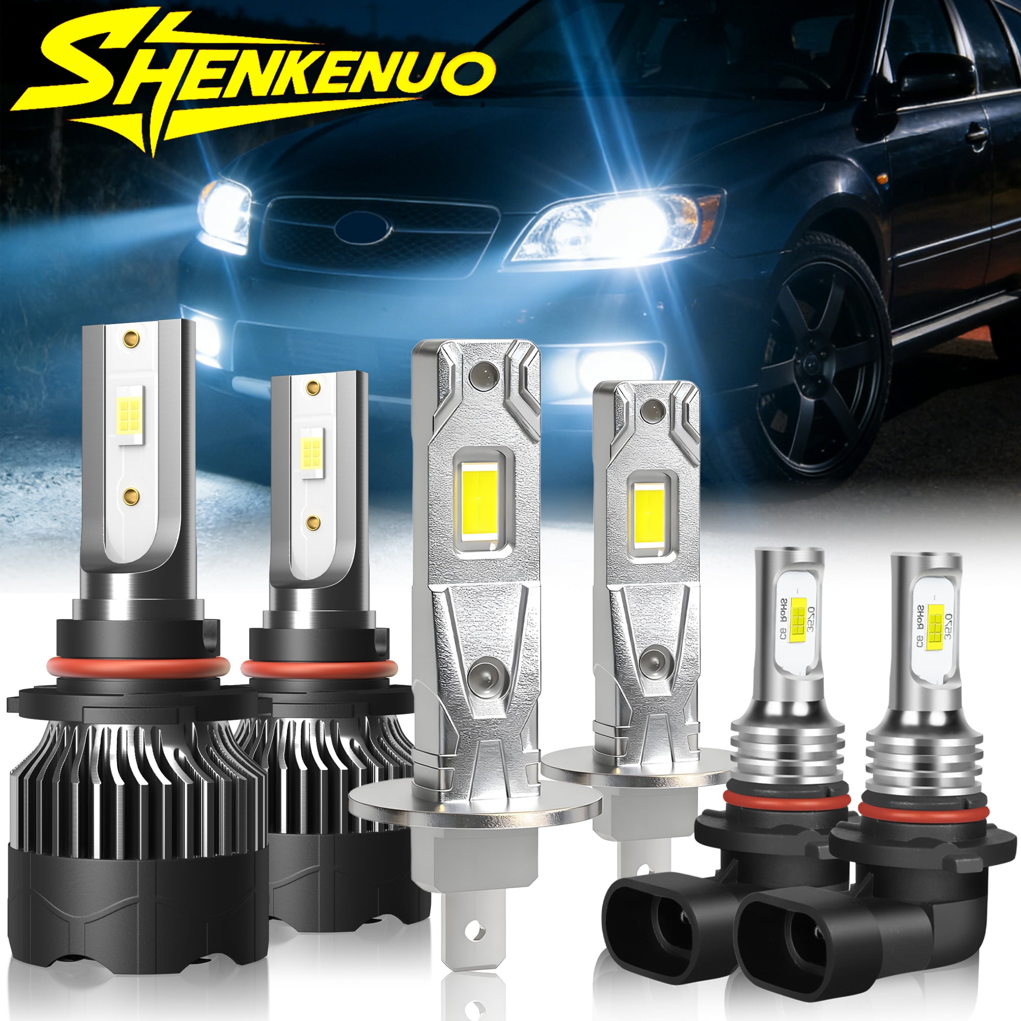 6500K Cool White LED Headlight Fog Light Kit Fits 2000-2004 Subaru ...