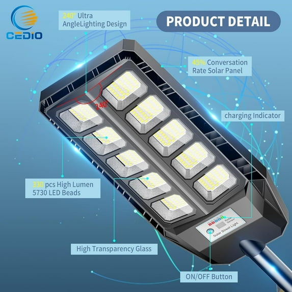 6500W Solar Light Outdoor, Solar Street Lights Outdoor IP66 Waterproof ...