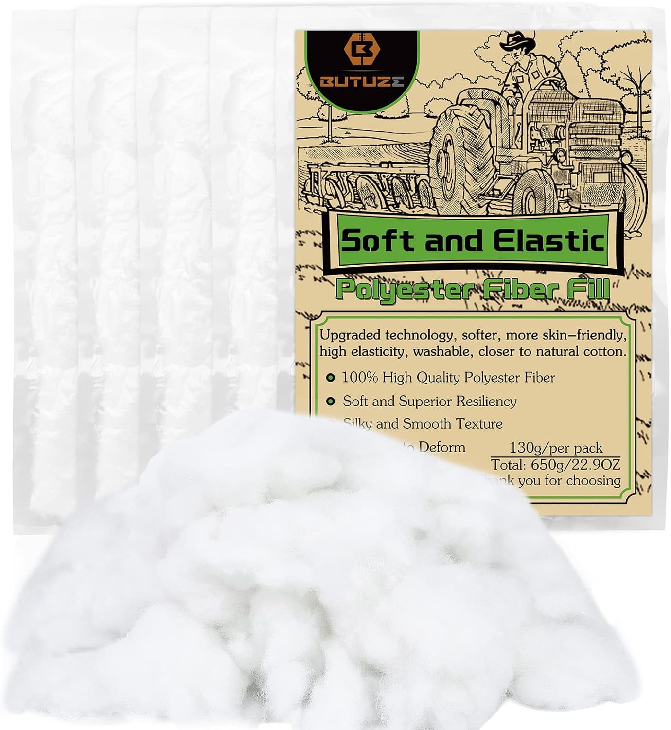 650G/22.93Oz White Fiberfill For Crafts, Polyester Fiber Fill, Premium Stuffing Fiber Fill ...