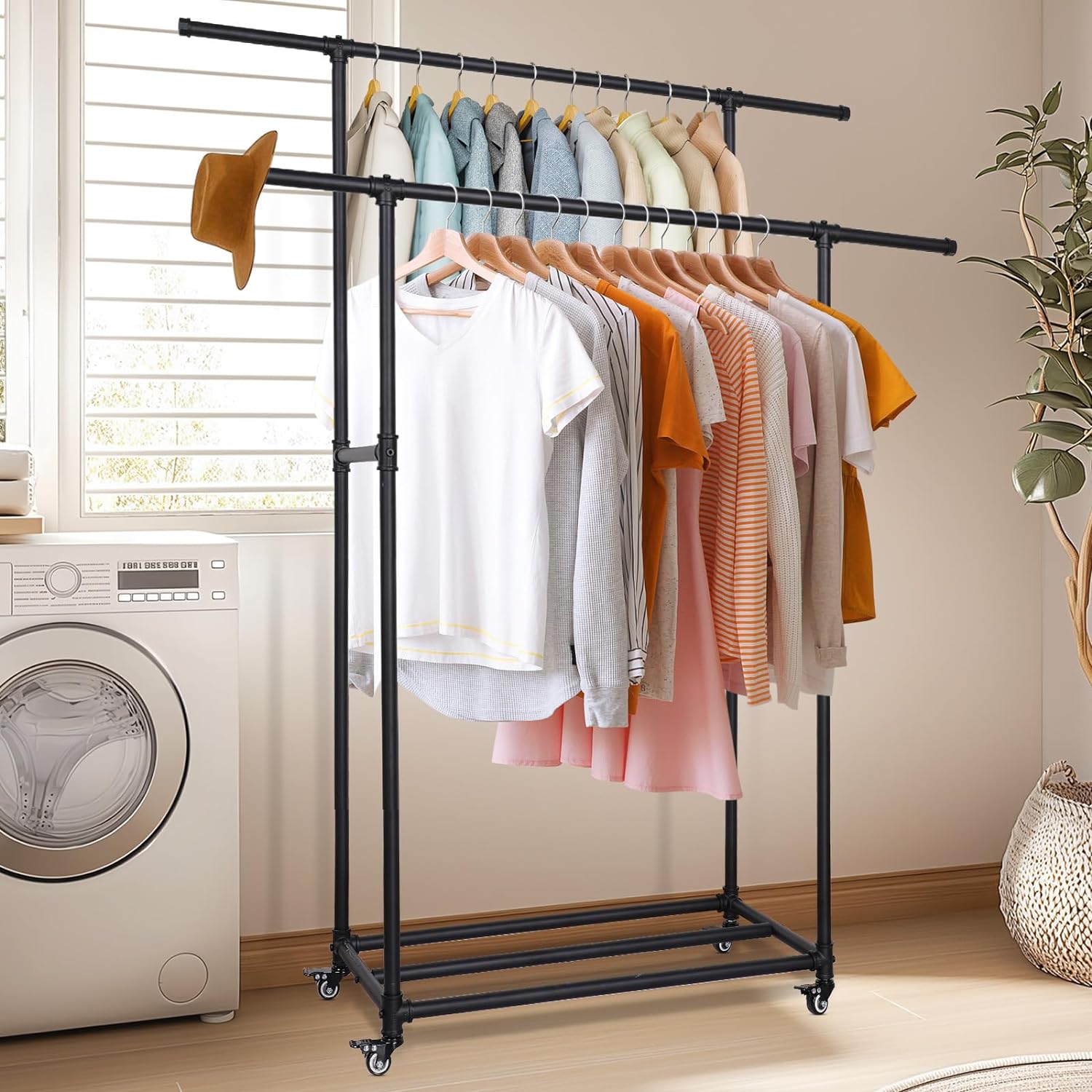 BENTISM Z-Truck Clothing Rack Rolling Garment Z Rack Lockable Casters ...