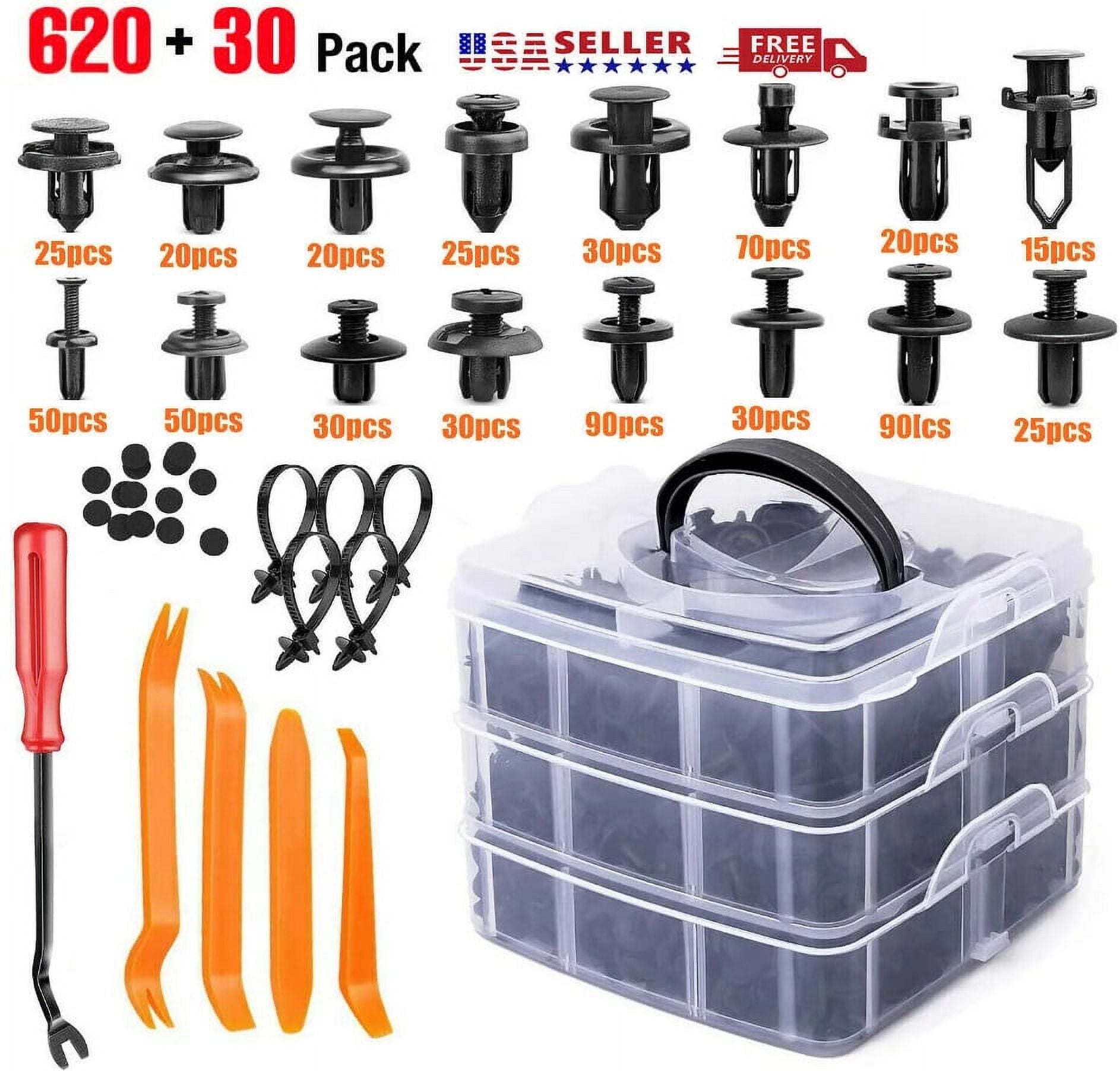 650PCS Car Retainer Auto Fasteners Push Trim Plastic Clip Pin Rivet ...
