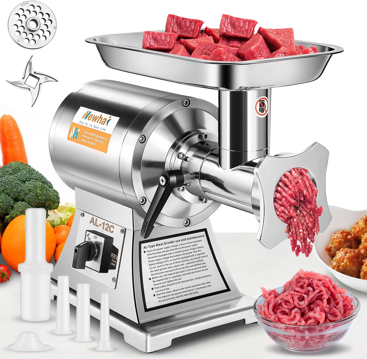 650W Commercial Meat Grinder Electric Meat Grinding Machine Heavy Duty ...