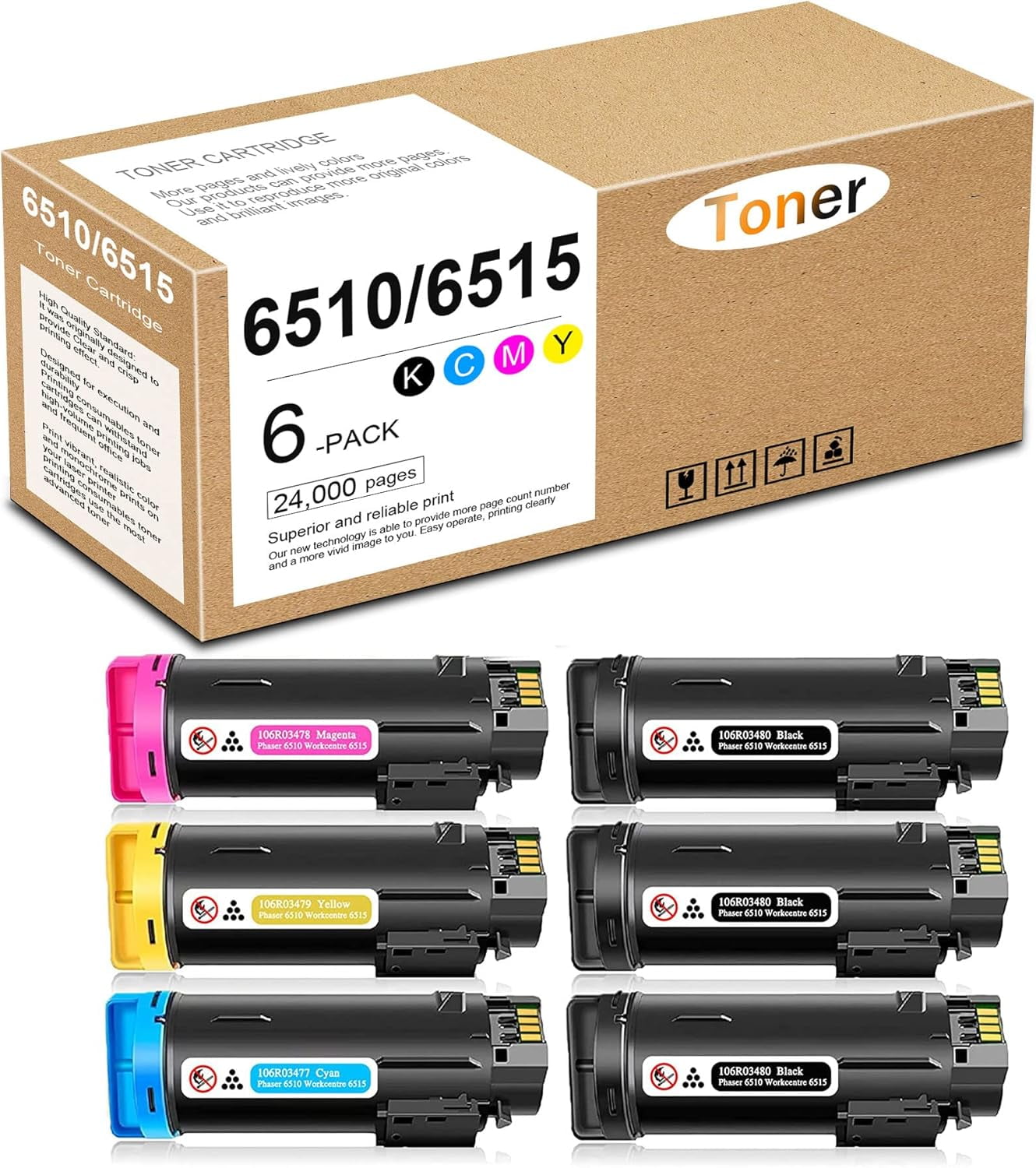 6510/ 6515 High Capacity Toner Cartridge 106R03480 106R03477 106R03478 ...