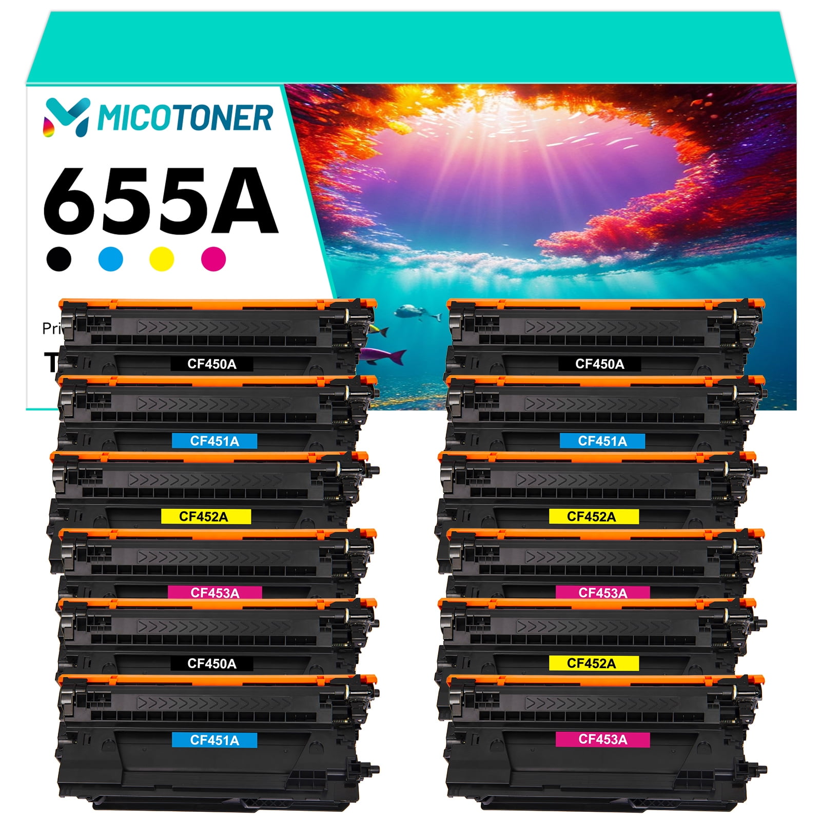 655A Toner Cartridge Compatible forHP CF450A CF451A CF452A CF453A 655A ...