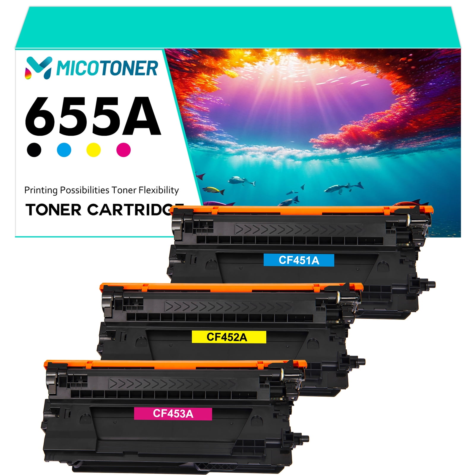 655A Toner Cartridge Compatible forHP CF451A CF452A CF453A 655A Work ...