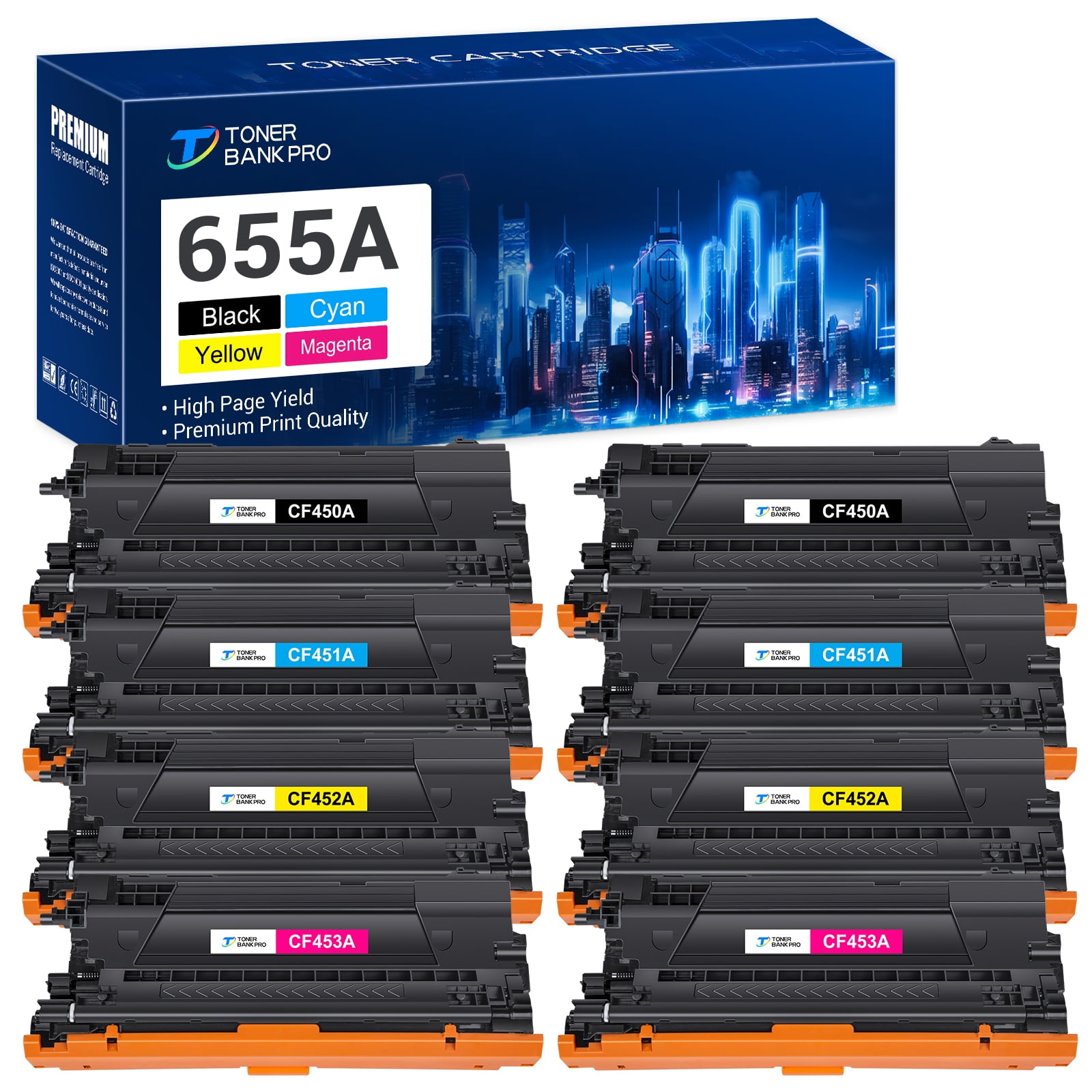 655A Toner Cartridge Set Compatible for HP 655A CF450A Color LaserJet ...
