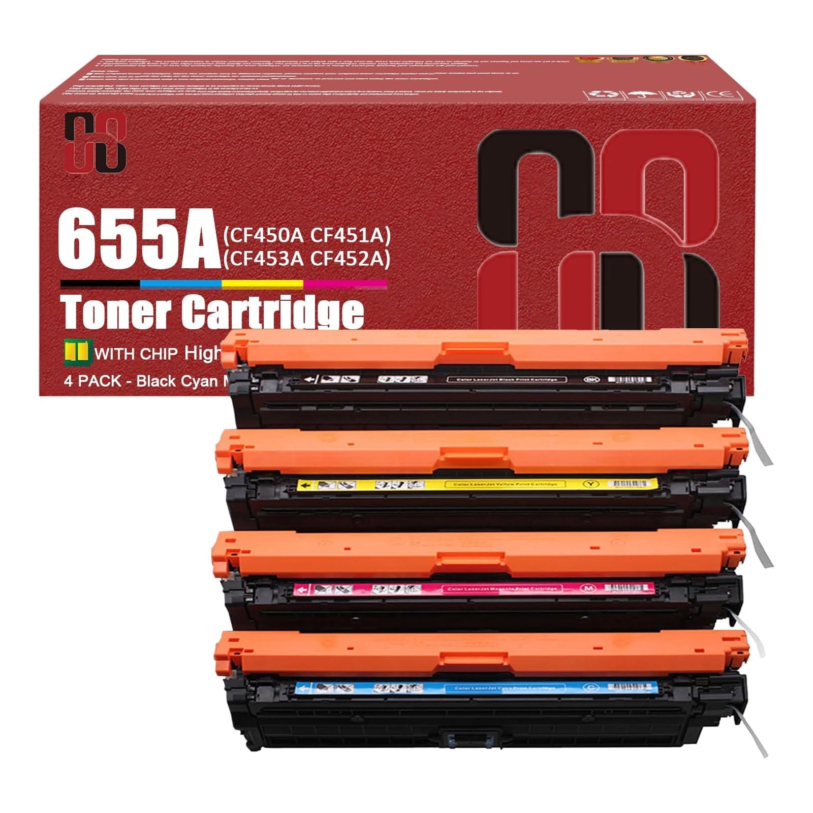 655A Toner Cartridges Compatible for HP CF450A CF451A CF452A CF453A ...