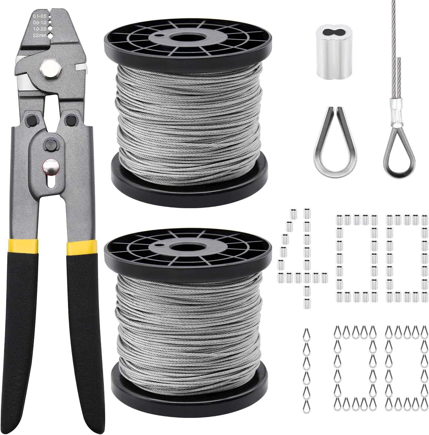 656ft Wire Rope Crimping Tool Kit, Stainless Steel Wire Rope Cable with ...