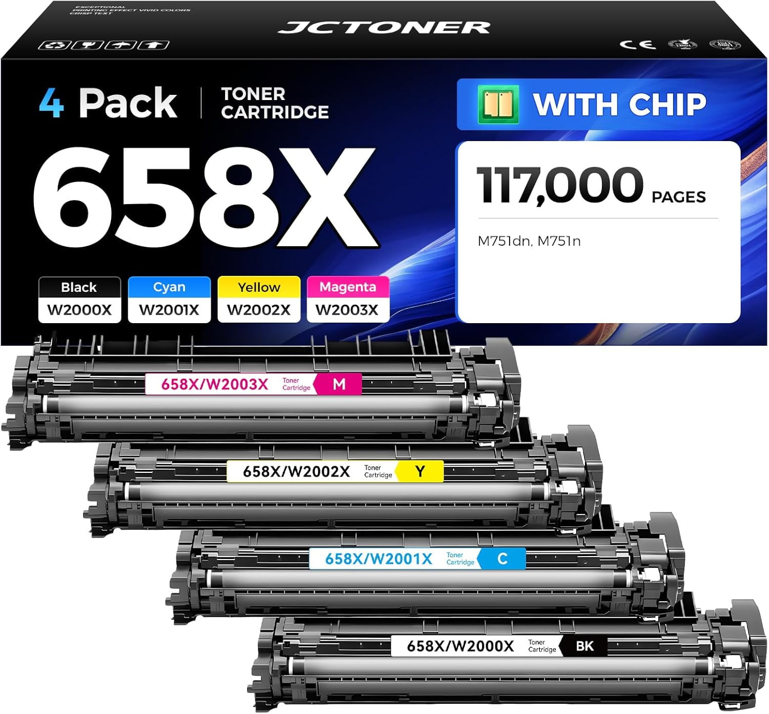 658X Toner Cartridge Set 4-Pack High Yield Replacement for 658X 658A ...