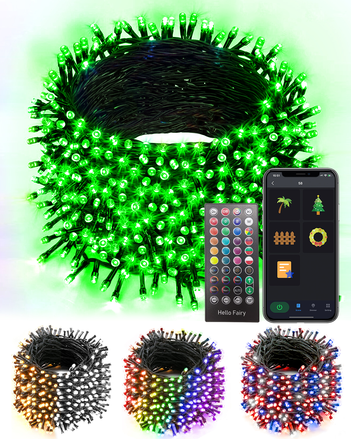 66FT 200 LED Smart String Lights Color Changing Programmable APP Remote ...
