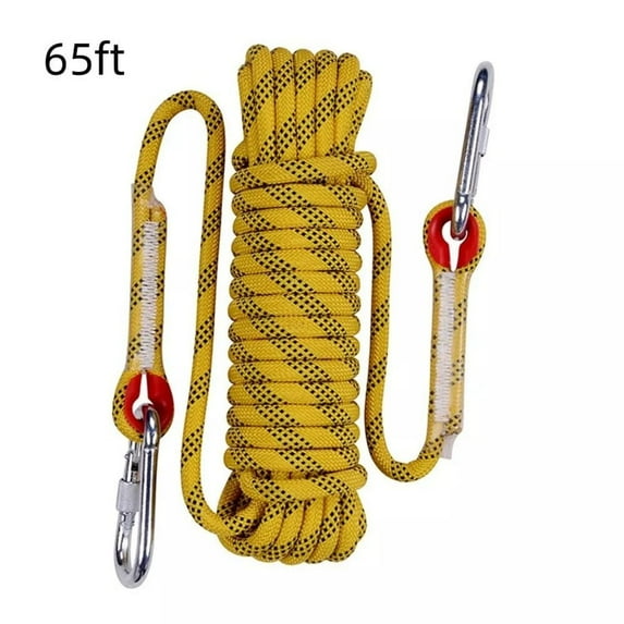 65FT Safety Climbing Rappelling Escape Rope 3300lbs Static Rock ...