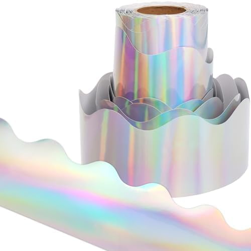 65Feet Iridescent Bulletin Board Borders Holographic Scallops Straight ...