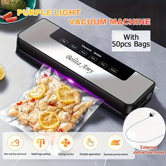 65KPA Vacuum Sealer Machine with 50 Bags, 6-in-1 Automatic Food Sealer ...
