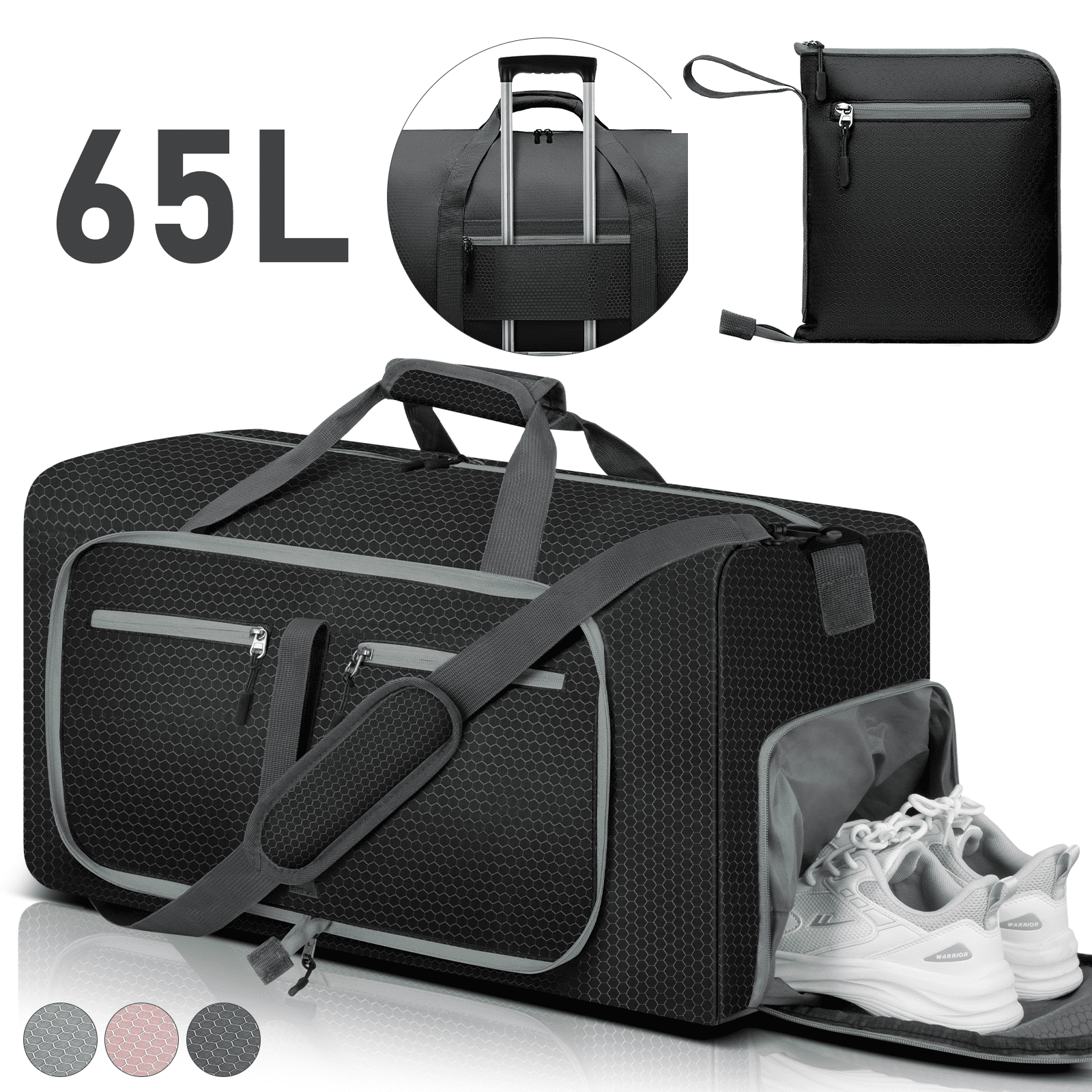 DAKOMM Travel Duffel Bag 65L, Duffle Bag with Shoes Compartment ...