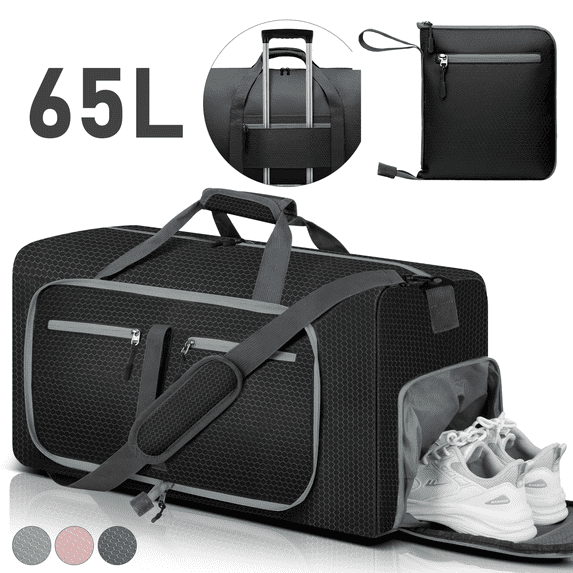 DAKOMM Travel Duffel Bag 65L, Duffle Bag with Shoes Compartment ...