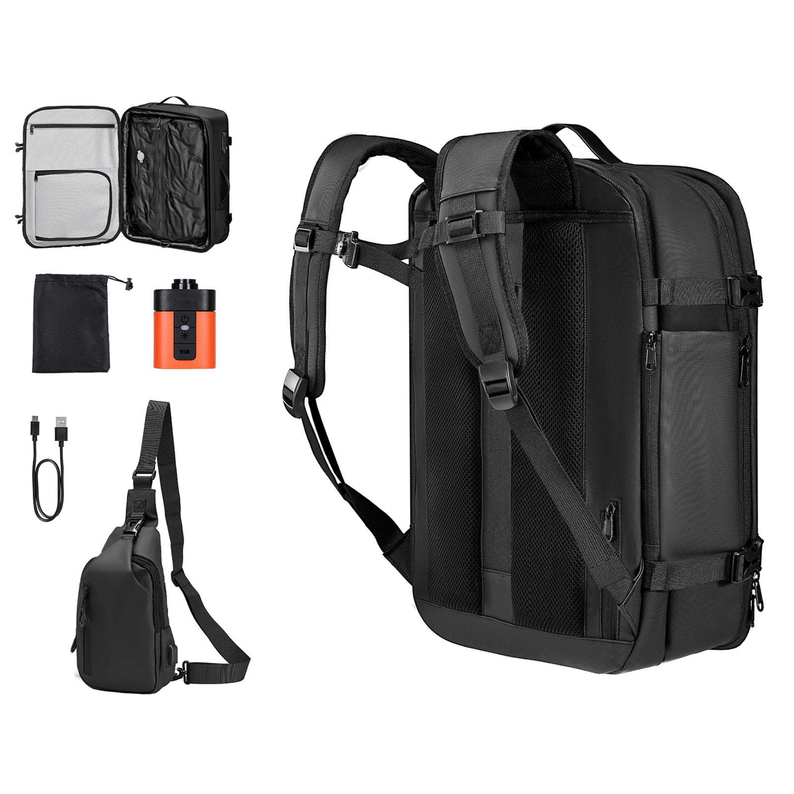 65L Expandable Vacuum Seal Compression Travel Backpack with Pump TSA ...