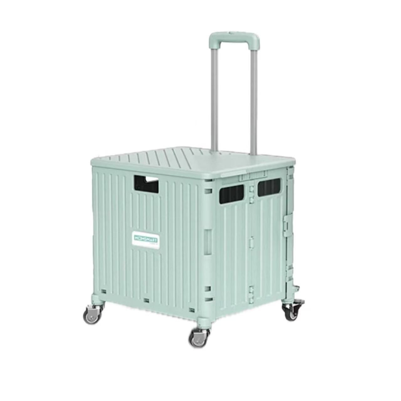 65L Foldable Rolling Shopping Cart with Telescopic Handle and Wheels ...
