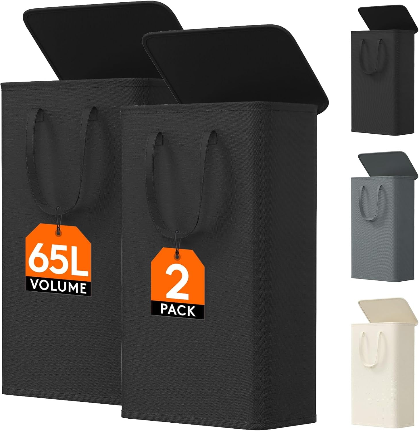 65L Slim Laundry Hamper, Small Laundry Basket with Lid, Dirty Narrow ...