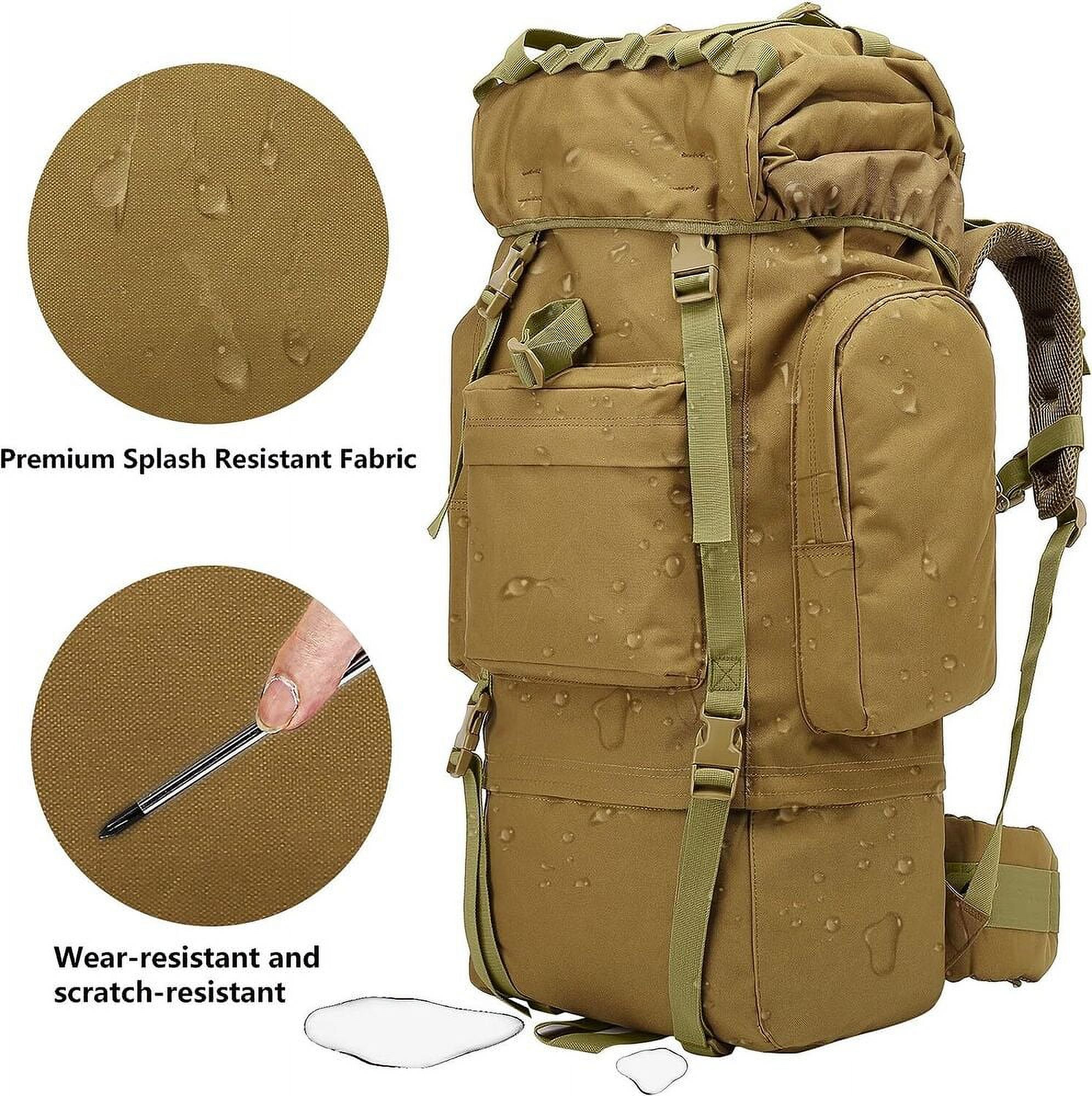 65L Tactical Backpack with Internal Frame and Rain Cover Waterproof ...