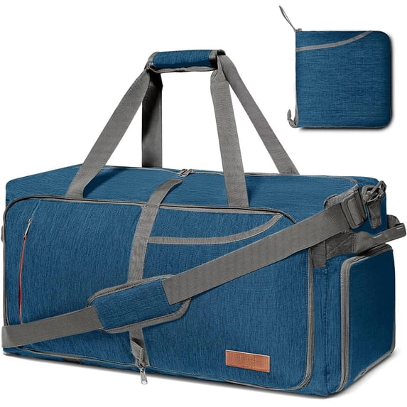 65L Travel Duffel Bag, Foldable Weekender Bag with Shoes Compartment ...