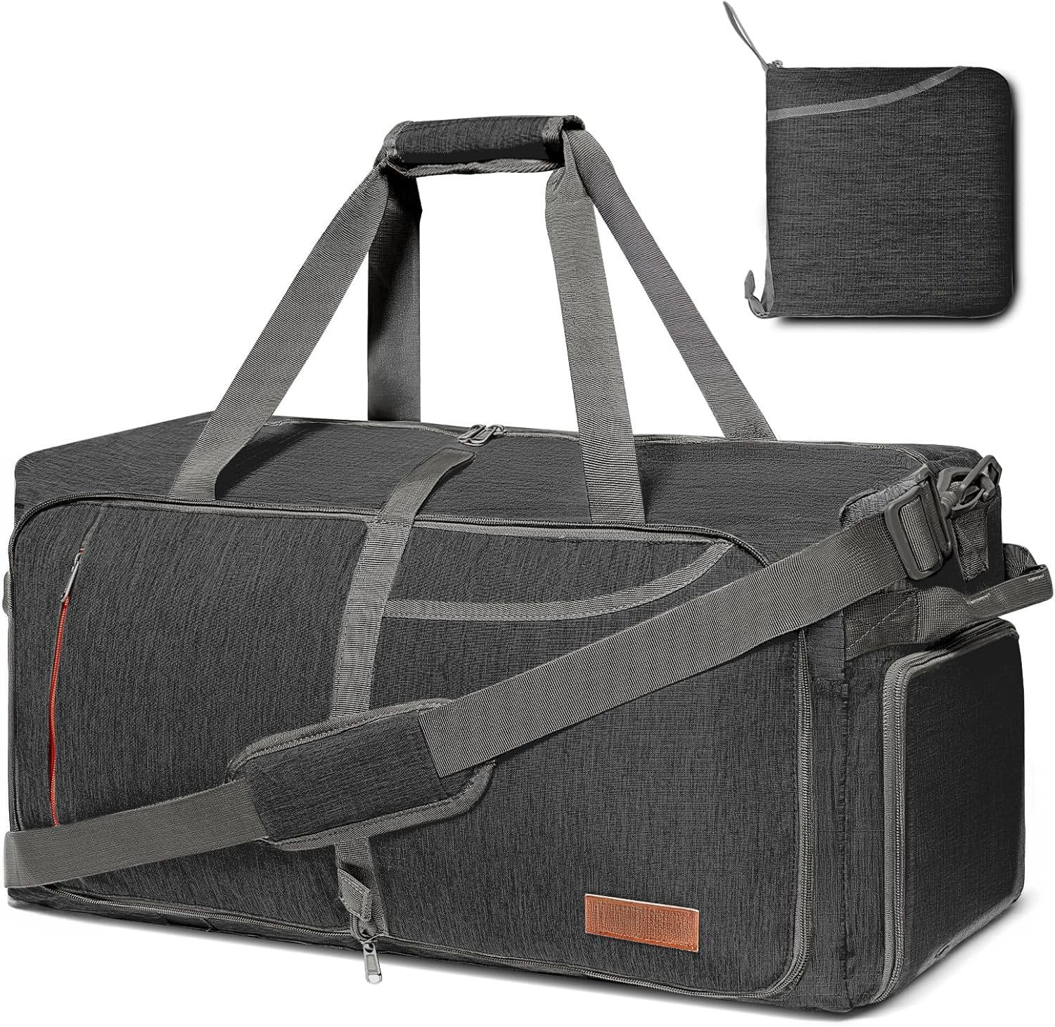 65L Travel Duffel Bag, Foldable Weekender Bag with Shoes Compartment ...