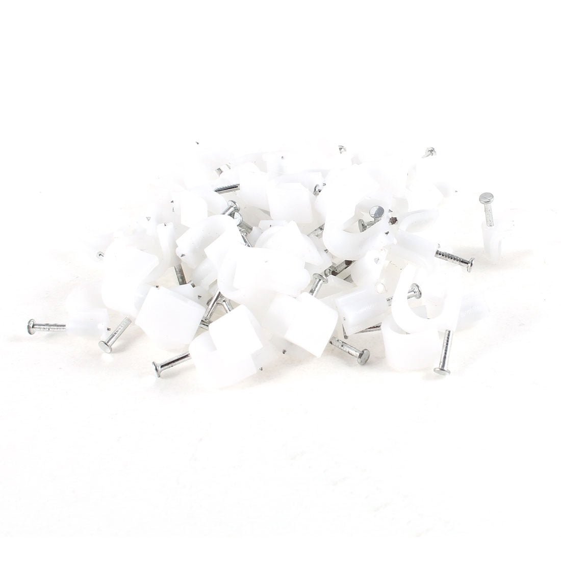 65Pcs 10mm White Plastic Circle Cable Clips with Nail for Round Wire ...